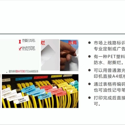 网络布线不干胶A4网线标签贴 手写/激光打印-蓝色A4线缆50张（共1500贴）其他颜色备注-融创集采商城