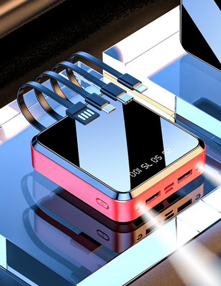 纽曼 AL06 10000毫安自带线充电宝 三合一带手电照明灯超薄小巧便携-融创集采商城