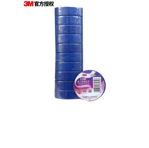 3M 1500＃ 车家通用型PVC电气绝缘胶带/无铅电工胶带18mm*10m（10卷装） 汽修家装 耐磨防潮耐酸碱 蓝色-融创集采商城
