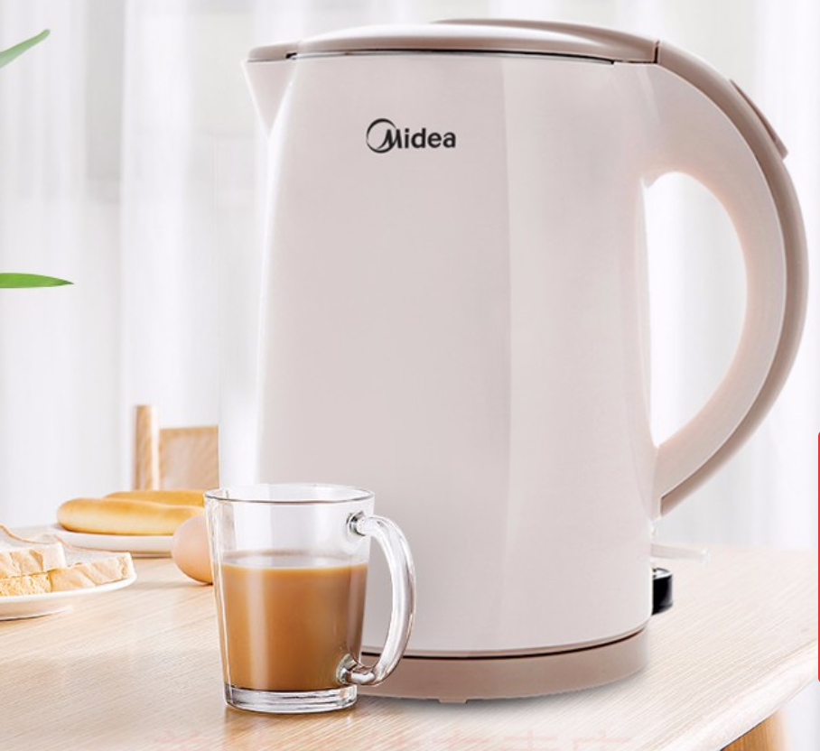 美的（Midea）电水壶 304不锈钢电热水壶 1.5L家用双层防烫烧水壶 浅粉色 H415E2J《订单满500元起送》-融创集采商城