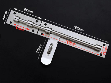 永德兴 不锈钢插销 带锁扣木门明装门栓 12寸总长265mm宽38mm，10个起订-融创集采商城