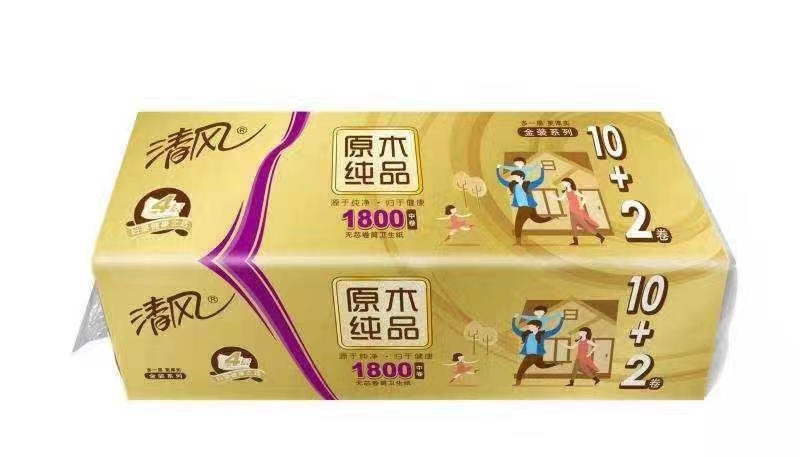 清风原木金装4层短卷无芯卷纸1800g-融创集采商城