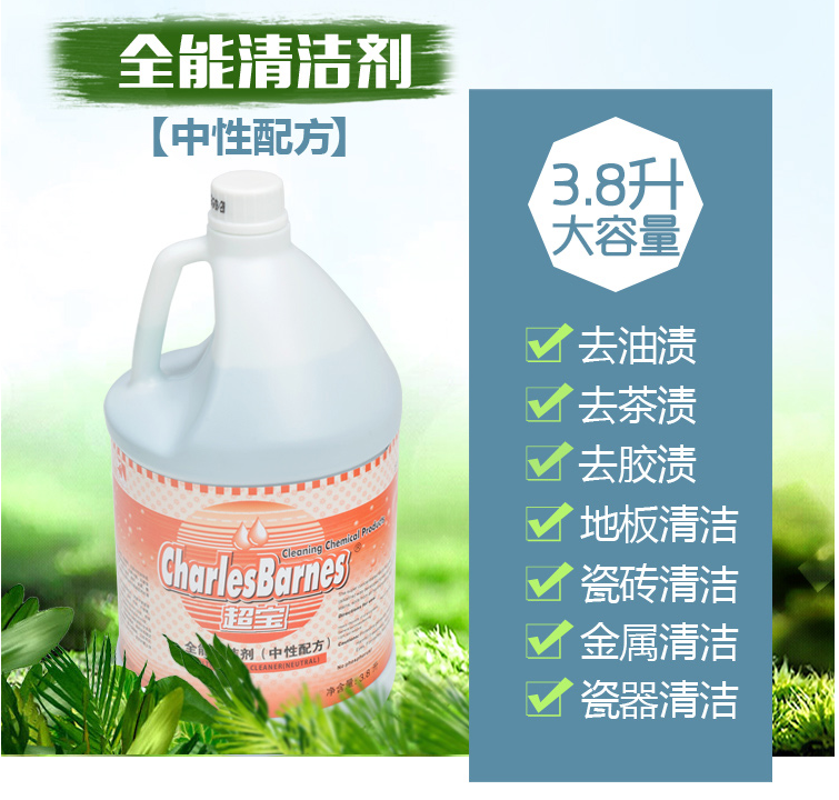超宝（CHAOBAO）全能清洁剂 中性配方 不含磷地板地面塑料瓷砖强力去污液清洗液清洁水 3.8L-融创集采商城